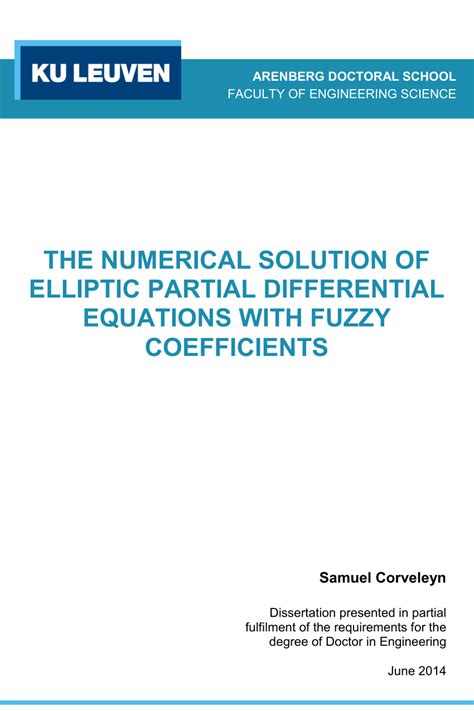 PDF The Numerical Solution Of Elliptic Partial Differential Equations With Fuzzy Coefficients