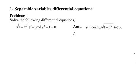 Solved 1 Separable Variables Differential Equations