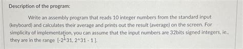 Solved Description Of The Program Write An Assembly Program