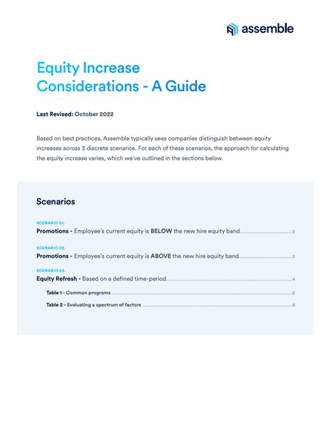 A Guide To Equity Increases For Merit Promotion And Refresh Assemble