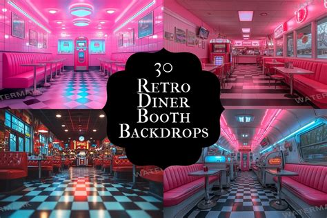 Retro Diner Backdrop 30 Pngs For Vintage Photo Editing 50s Style Photography Props Classic