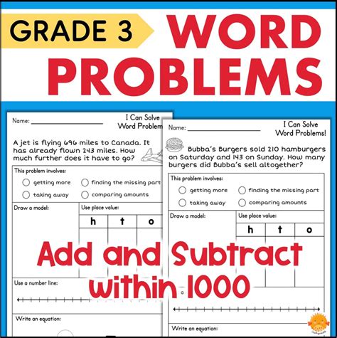 Subtraction Word Problems Worksheets 3rd Grade 2 Mixed Addition