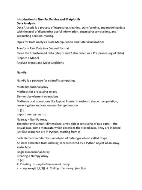 Data Analysis And Visualization Using Python Libraries And Streamlit Rtf Pre Read Materials