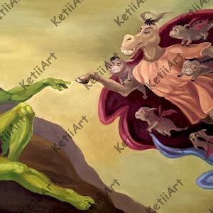 The Creation Of Shrek Parody Of The Creation Of Adam Digital