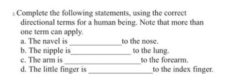 Solved 2 Complete The Following Statements Using The