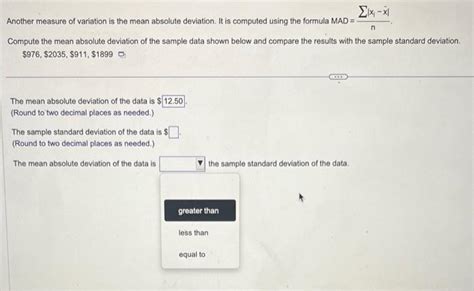Solved Another Measure Of Variation Is The Mean Absolute Chegg Com