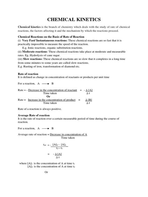 Chemical Kinetics Notes Download Free Pdf Reaction Rate