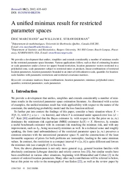Pdf A Unified Minimax Result For Restricted Parameter Spaces