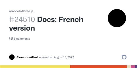 Docs French Version · Issue 24510 · Mrdoobthreejs · Github