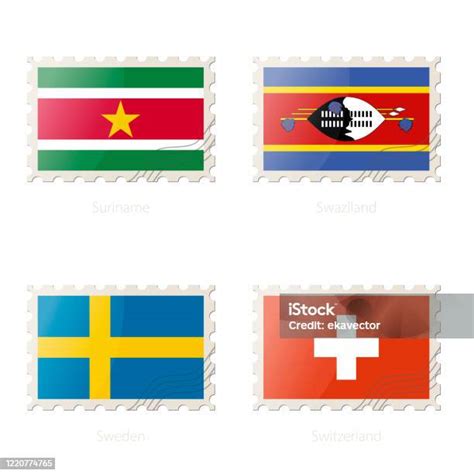 수리남 스와질란드 스웨덴 스위스 국기의 이미지와 우표 0명에 대한 스톡 벡터 아트 및 기타 이미지 0명 공란 관광 Istock