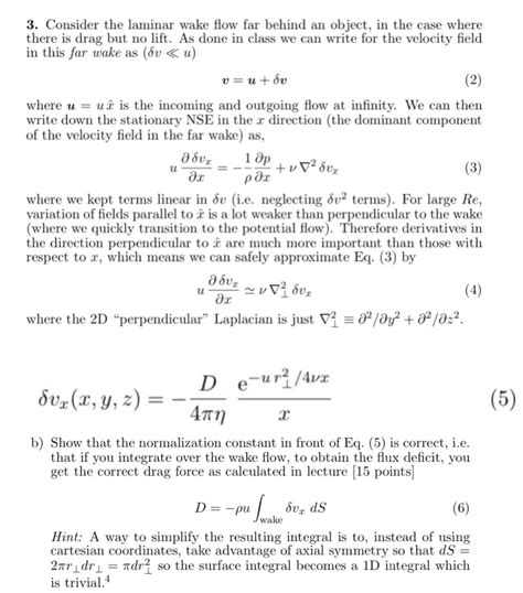Solved Consider The Laminar Wake Flow Far Behind An Object