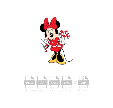Minnie Mouse With Christmas Candy Vector Design Shop By Aquadigitizing