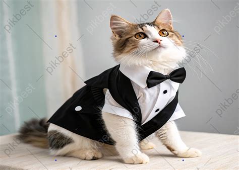 Fancy Cat In A Black Suit Looking Classy Backgrounds  Free
