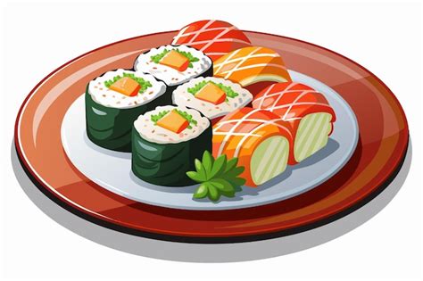 A Plate Of Sushi With A Drawing Of A Sushi On It Premium Ai Generated
