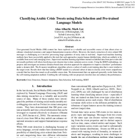 Classifying Arabic Crisis Tweets Using Data Selection And Pre Trained Language Models Acl