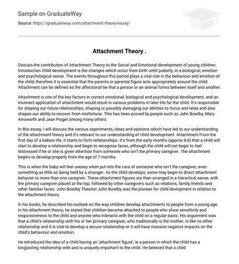 ⇉attachment Theory Research Paper Essay Example Graduateway