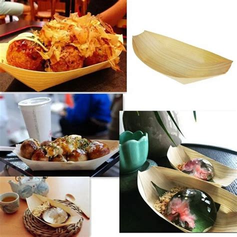 Badu Bg 50 бр Поднос за сервиране на борова лодка за суши Дървена купа Инструмент за кетъринг