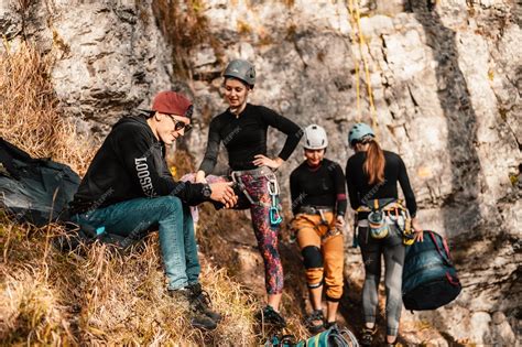 Premium Photo Climber Wearing In Climbing Equipment Practicing