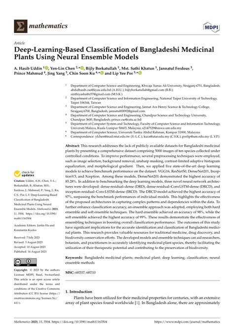 Pdf Deep Learning Based Classification Of Bangladeshi Medicinal
