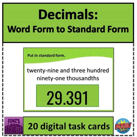Decimal Word Form To Standard Form Boom Cards By Fonzs Favorites