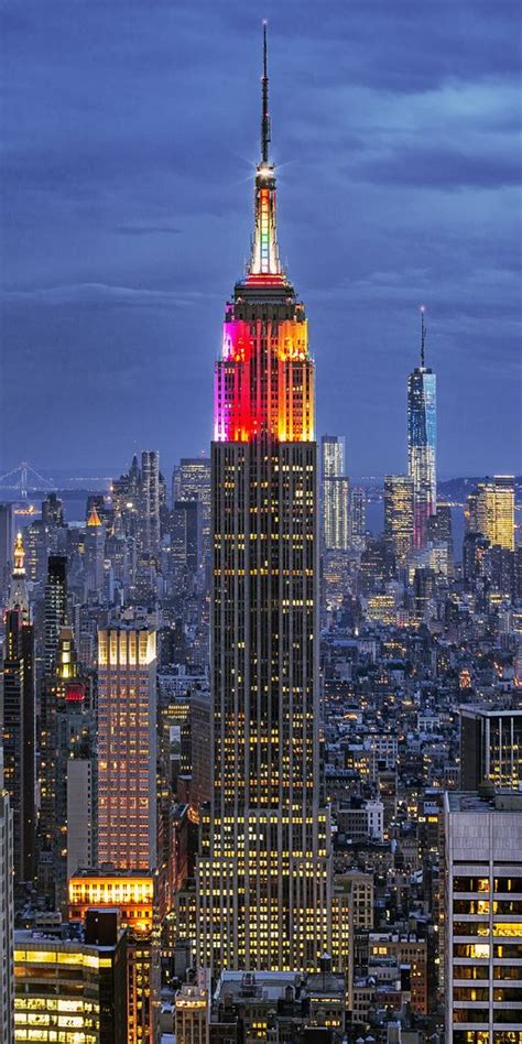 Empire State Building Rainbow Colors Empire State Building New York