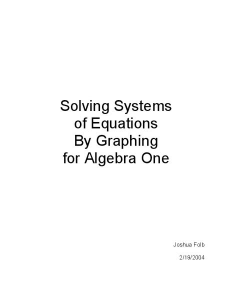 Solving Systems Of Equations Lesson Plan For 10th 12th Grade Lesson