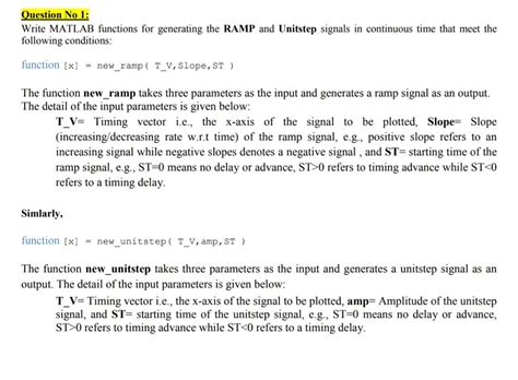 Solved Question No 1 Write MATLAB Functions For Generating Chegg Com