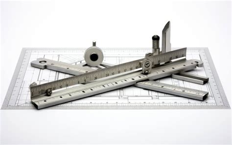 Premium Photo Engineering Drawing T Square On Board