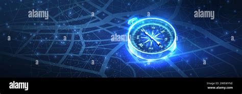 Compass On Map Business Strategic Compass Journey Plan Mission Path