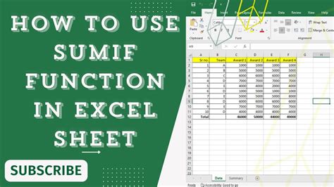 How To Use Sumif Function In Excel Sheet Youtube
