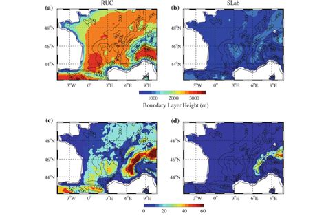planetary boundary layer depth a b and exceedance rate of the