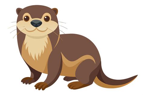 Funny Otter Illustration Cartoon Clipart Line Art Design With White