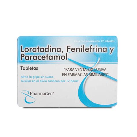 Loratadina 2 5 Mg Fenilefrina 5 Mg Paracetamol 500 Mg 12 Tabletas