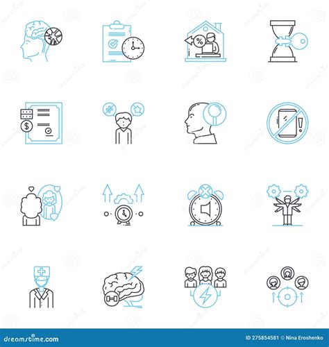 Work Efficiency Linear Icons Set Productivity Time Management Multitasking Focus