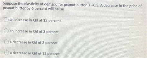 Solved Suppose The Elasticity Of Demand For Peanut Butter Is