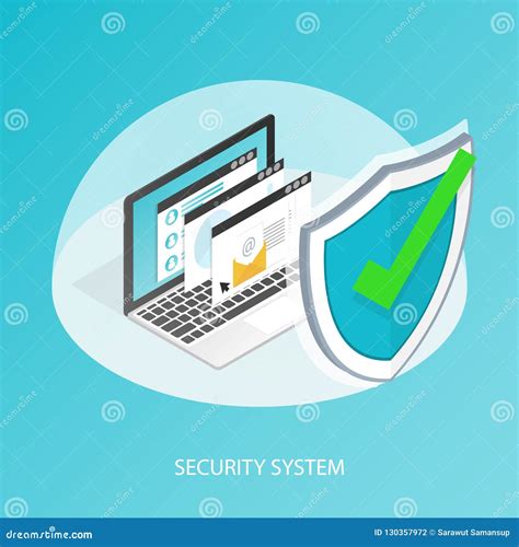 Isometric Computer Laptop Security Protect Shield Vector Stock Vector Illustration Of Business