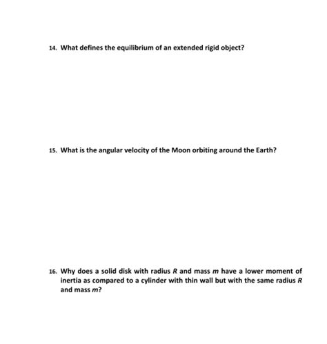 Solved 14 What Defines The Equilibrium Of An Extended Rigid
