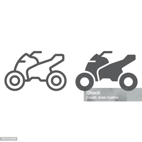 Quadbike 선 및 문자 모양 아이콘 자전거 극단 Atv 오토바이 서명 벡터 그래픽 흰색 바탕에 선형 패턴 넙다리네갈래근에 대한 스톡 벡터 아트 및 기타 이미지 Istock