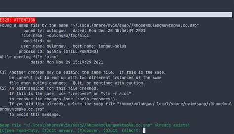 Message Swap File Xxx Already Exists Does Not Respect The Moremsg Highlight During Startup