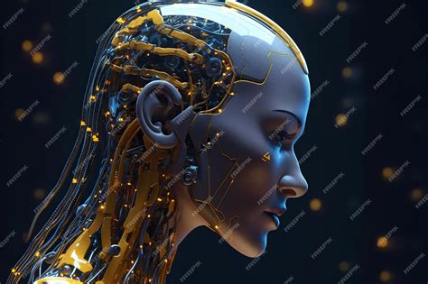 premium photo side view of a female humanoid artificial intelligence