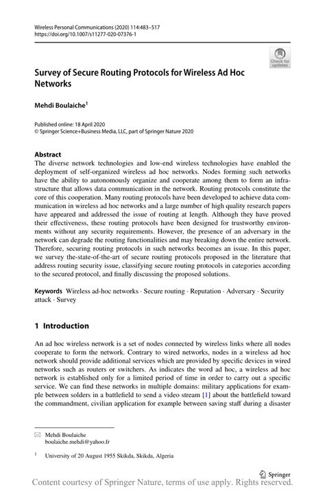 Survey Of Secure Routing Protocols For Wireless Ad Hoc Networks