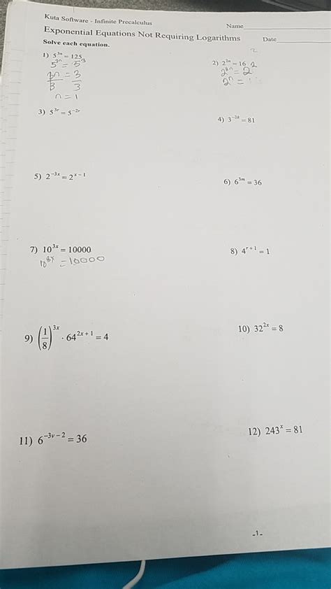 Kuta Worksheet Solving Exponential Equations Free Worksheets Printable
