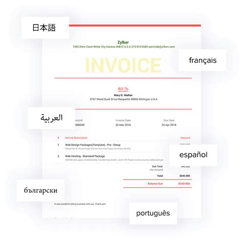 Free Excel Invoice Template Zoho Invoice