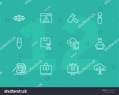 Hacking Line Icon Set Programmer Computer Stock Vector Royalty Free 1422058970 Shutterstock