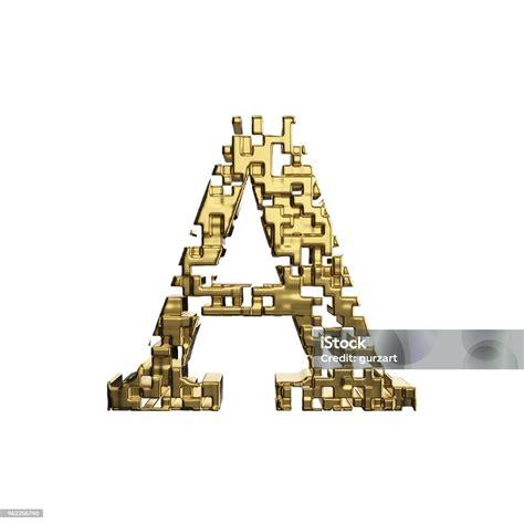 Huruf Alfabet Huruf Besar Font Emas Terbuat Dari Bentuk Logam Kuning