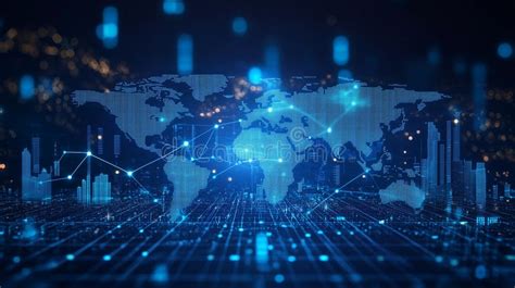 Digital World Map With Glowing Connections And Data Visualization In A Cyber Themed Environment