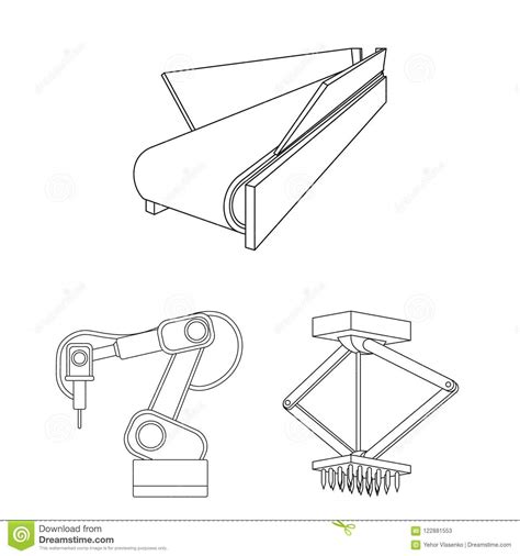 Equipment And Machine Outline Icons In Set Collection For Design Technical Progress Of The