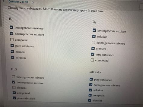 Solved Question 2 Of 40 Classify These Substances More