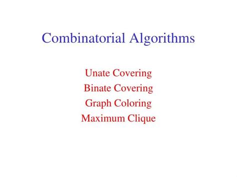 Ppt Combinatorial Algorithms Powerpoint Presentation Free Download