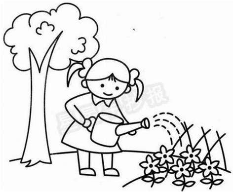 植物浇水简笔画儿童画简单又好看（精选10张）儿童画图片大全